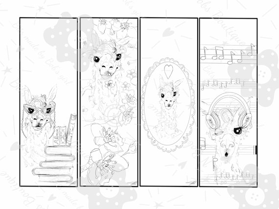 I Love Alpacas Bookmarks Coloring Page Llama Art Coloring | Etsy