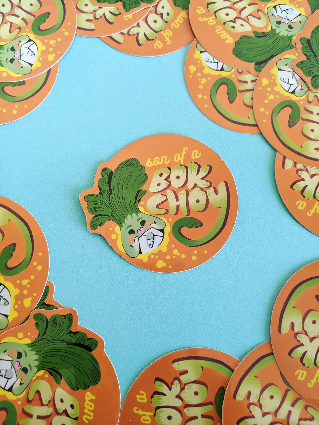 Cute Glossy Bok Choy Sticker With Mirror Details son of a Bok - Etsy
