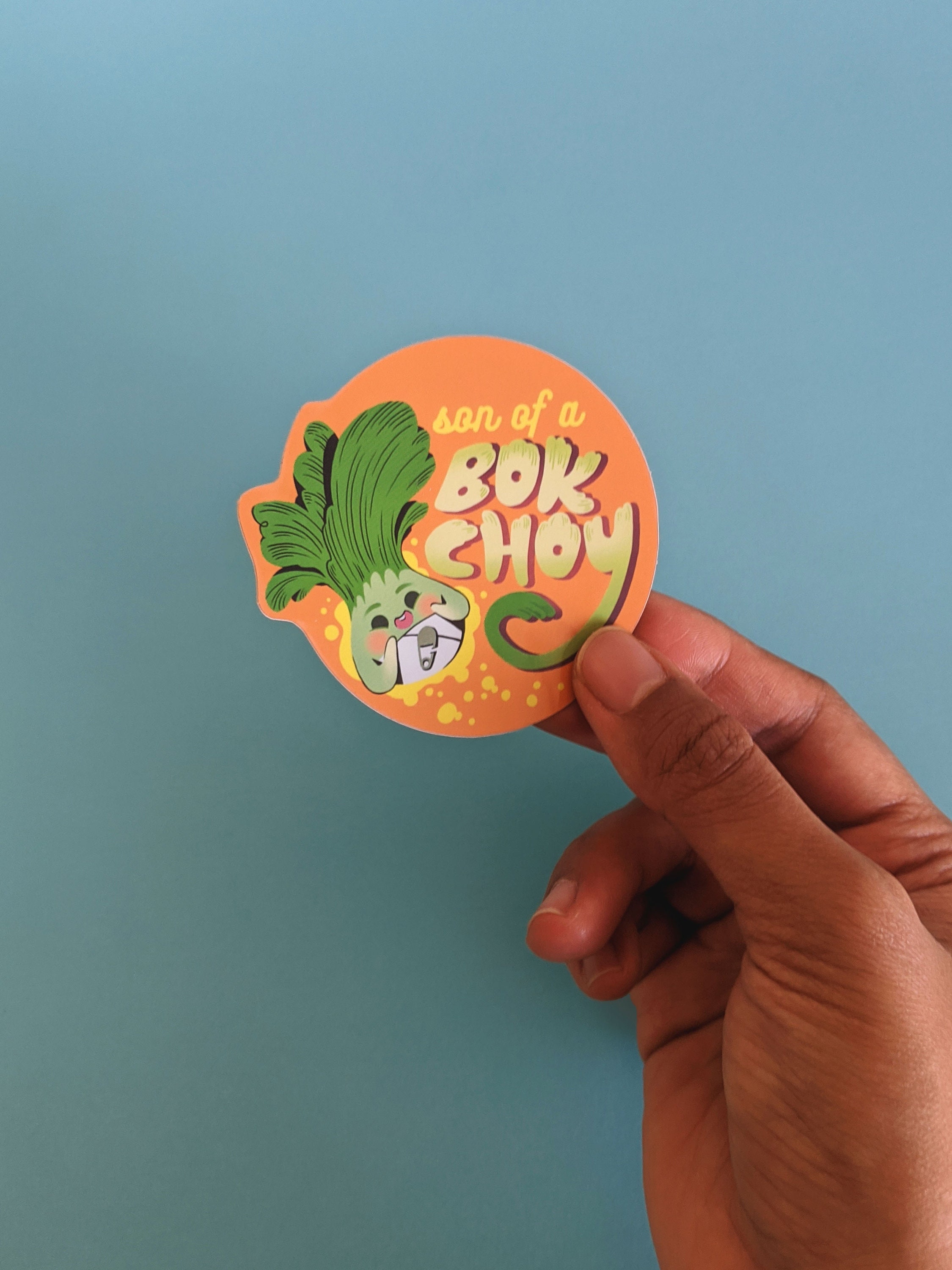 Cute Glossy Bok Choy Sticker With Mirror Details son of a Bok - Etsy