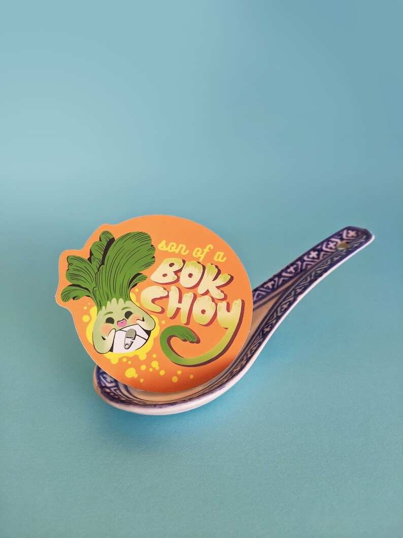 Cute Glossy Bok Choy Sticker With Mirror Details son of a Bok - Etsy