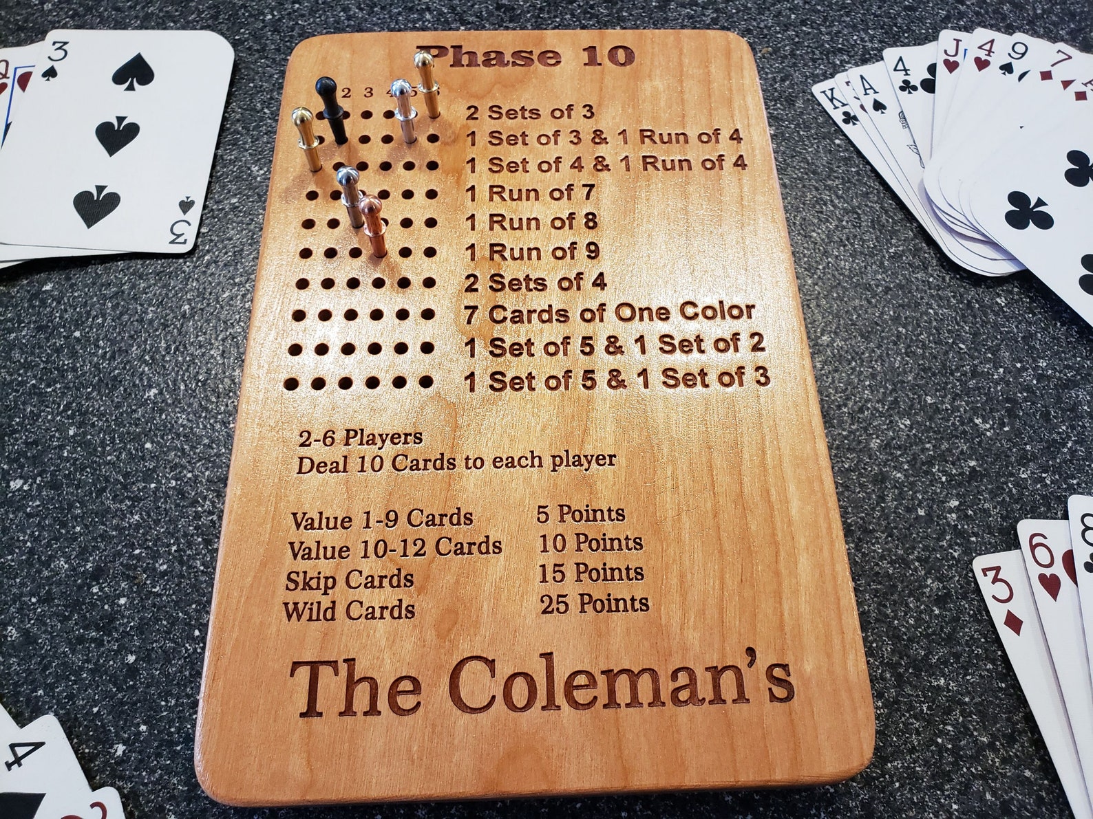 Phase 10 Score Board With Peg Storage | Etsy Canada