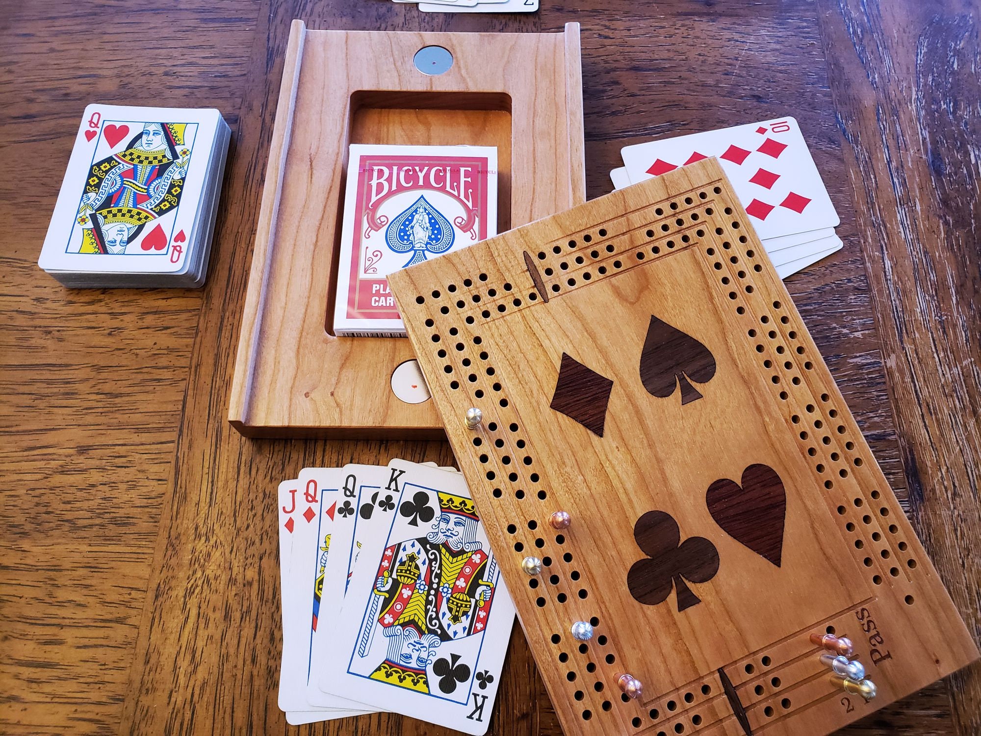 Travel Cribbage Board With Inlaid Suits - Etsy