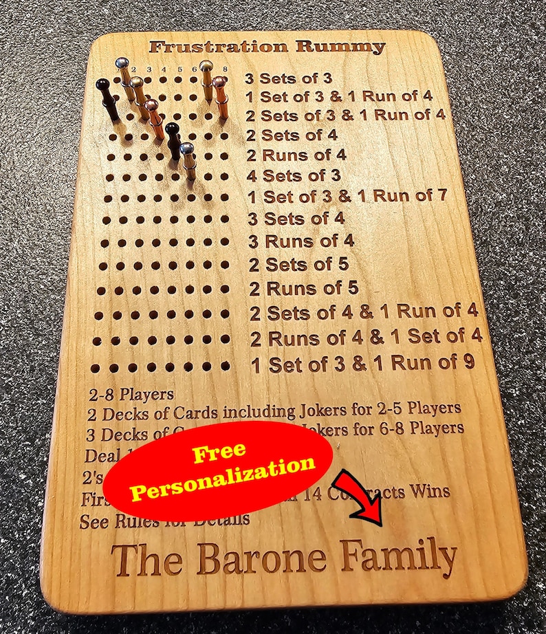 8 Player Frustration Rummy Game Board With Peg Storage - Etsy