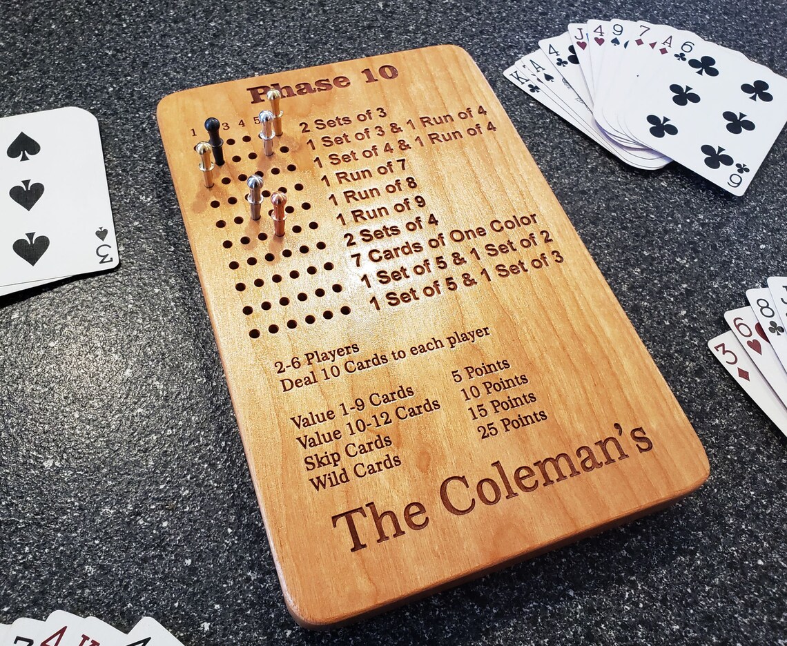 Phase 10 Score Board With Peg Storage | Etsy Canada