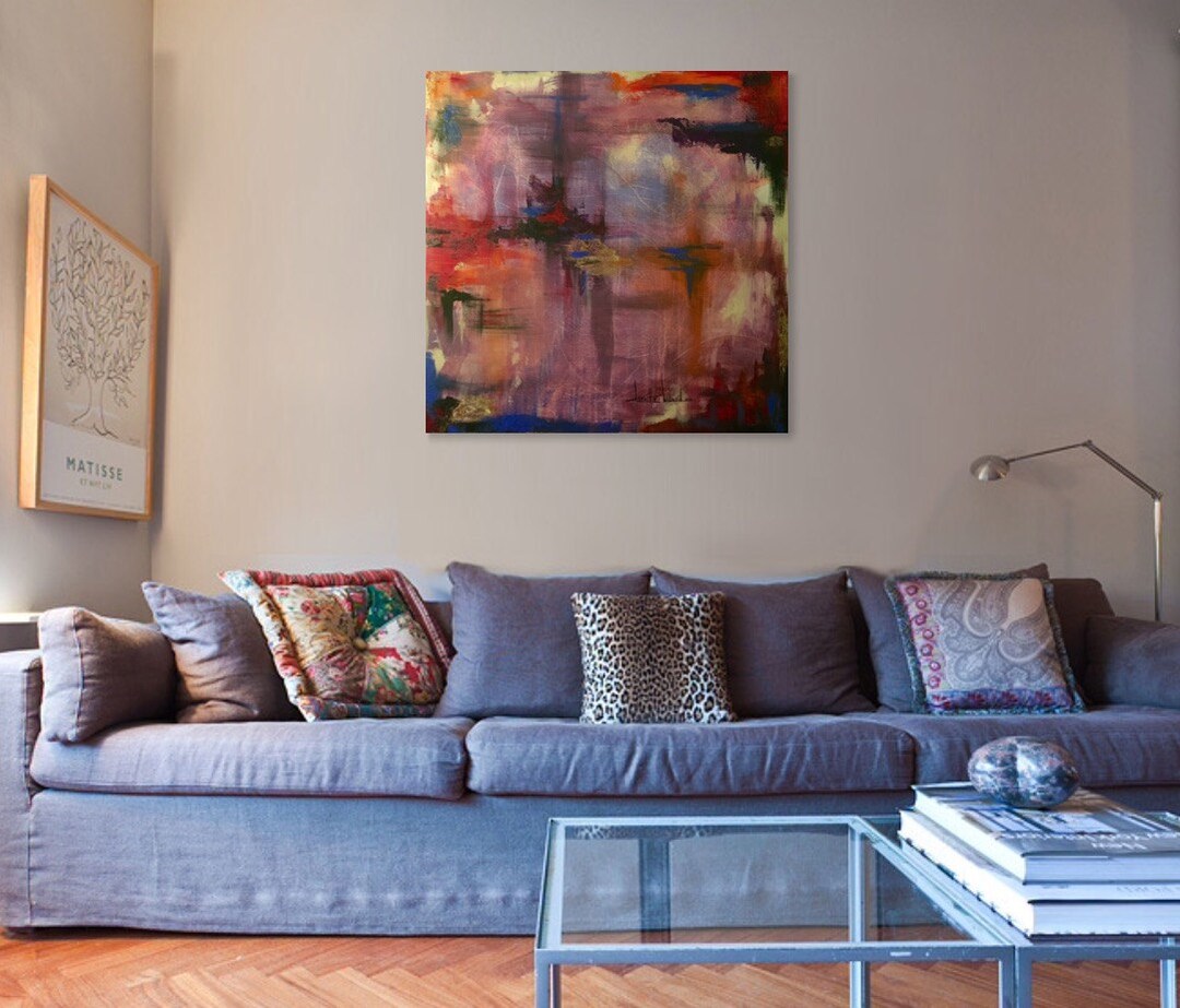 MARKDOWN Large Abstract Acrylic Original Painting, Gold/bronze Leaf ...