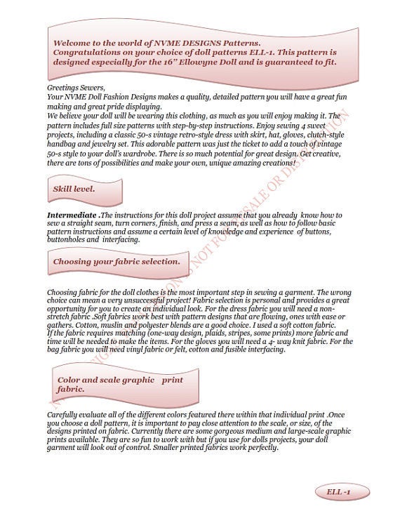 Doll Clothes PDF Pattern for 18'' Fancy Nancy Doll by NVME FN-20 ...