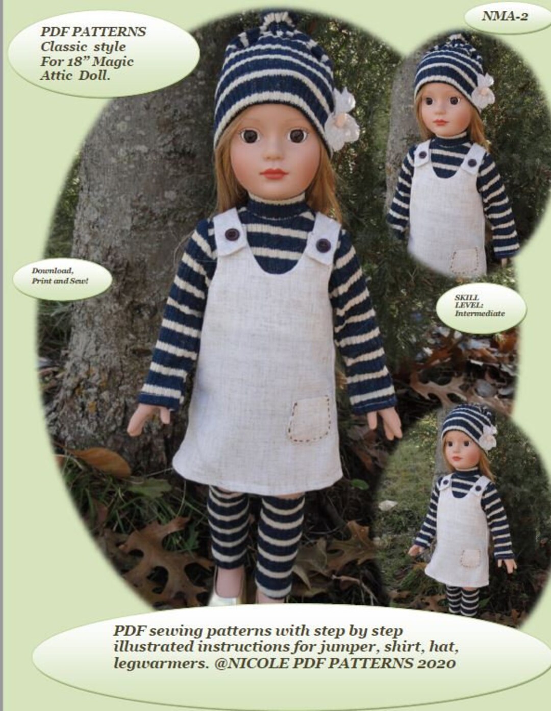 Doll Clothes PDF Pattern for 18'' Magic Attic Doll by NICOLE NMA-2 - Etsy