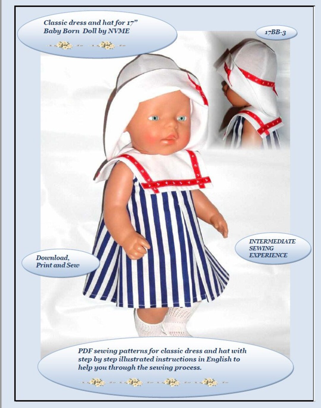 Doll Clothes PDF Pattern for 17'' Baby Born @zapf by NVME 17BB-3 - Etsy