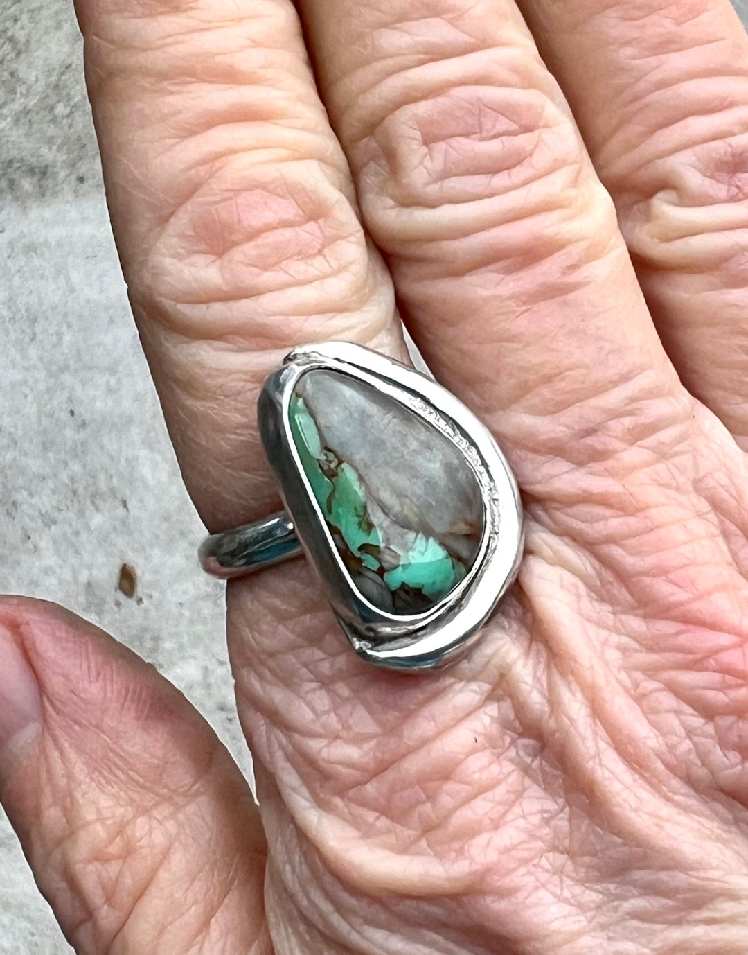 Royston Ribbon Turquoise Sterling Silver Ring Size 6 1/2 - Etsy