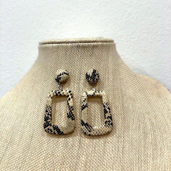 Snake Skin Leather Earrings - Etsy