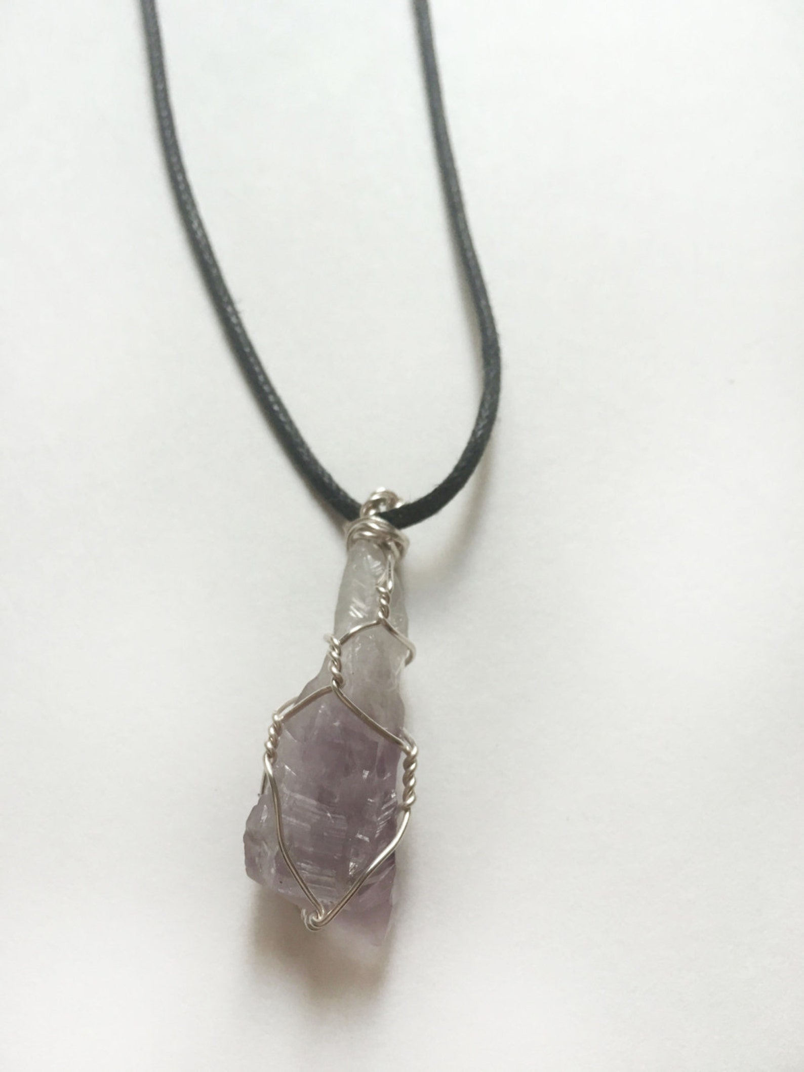 Wire wrapped amethyst crystal necklace | Etsy