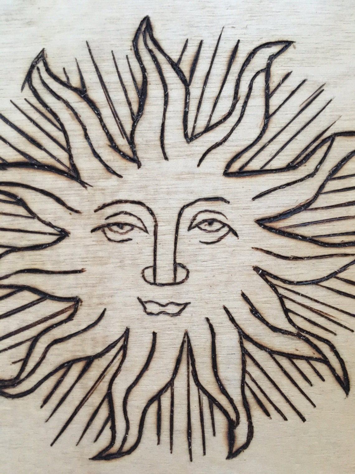Wood Burned Sun on Decorative Square Plaque - Etsy