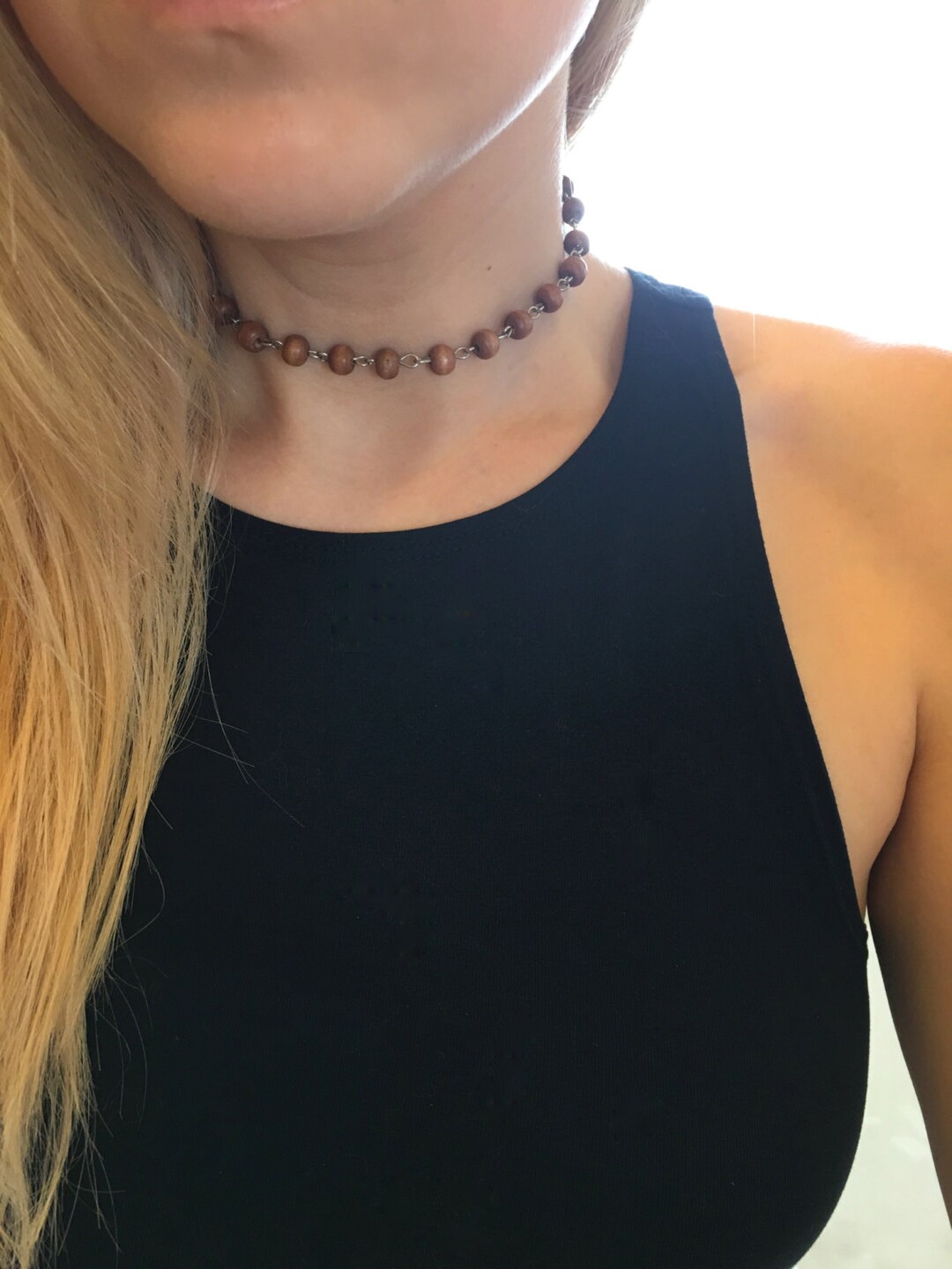 Dark Brown, Brown or Tan Rosary Chain Choker Pick Your Color Customize ...