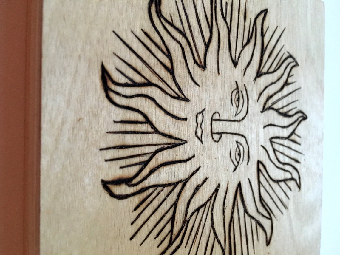 Wood Burned Sun on Decorative Square Plaque - Etsy