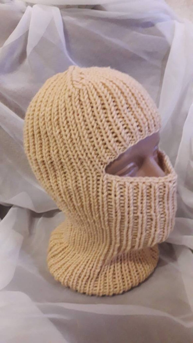 Hand Knit Wool Blend Balaclava Face Mask With Open Eyes - Etsy