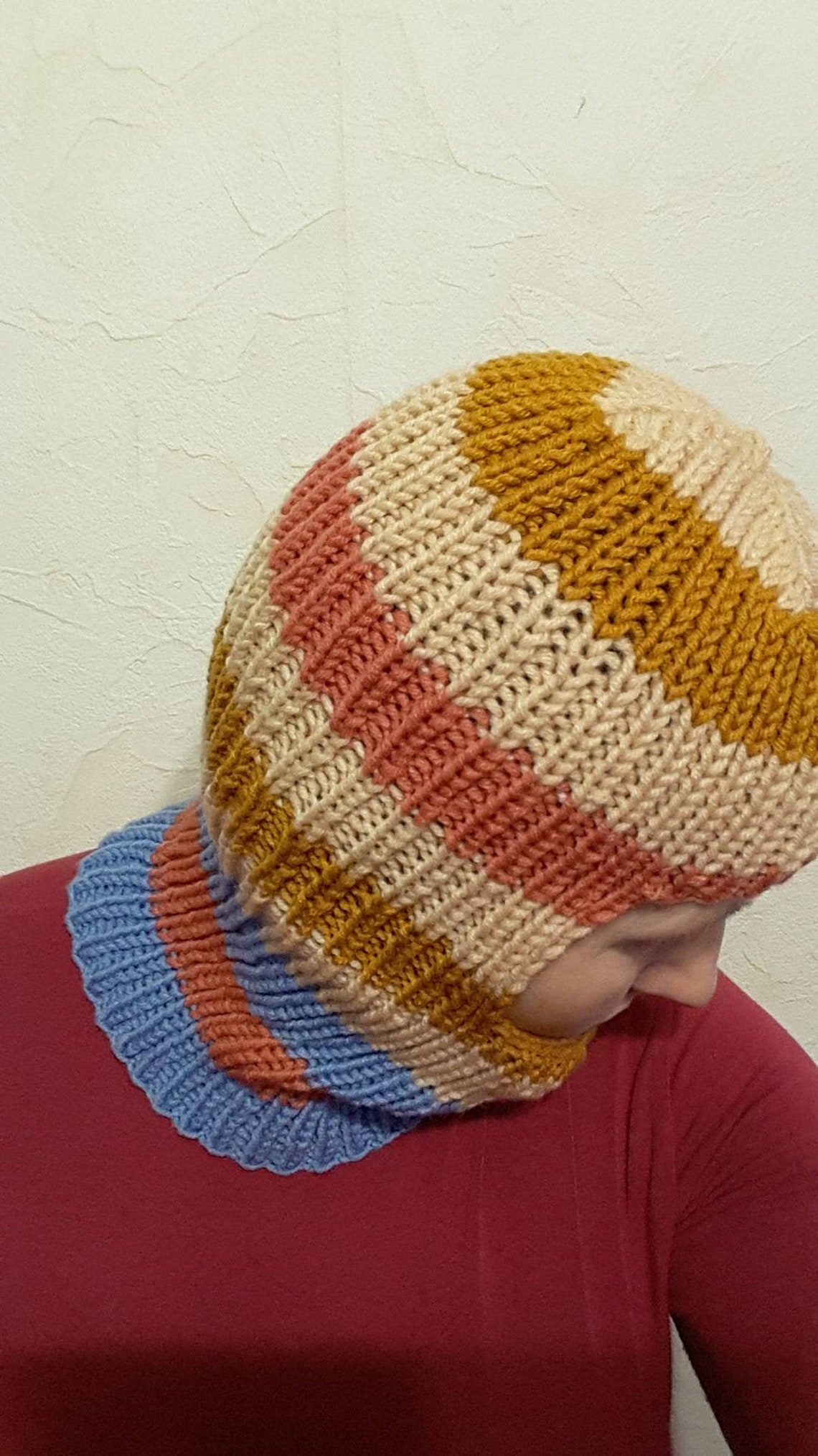 Hand knit wool blend balaclava face mask | Etsy