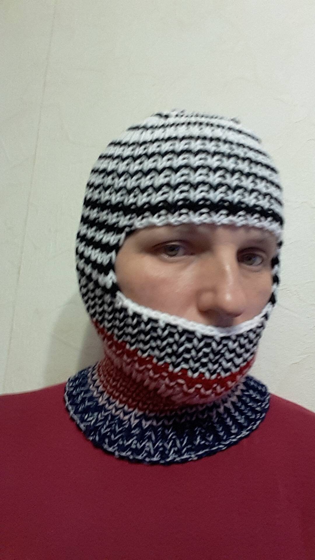 Hand knit wool blend winter balaclava face mask hat helmet ski | Etsy