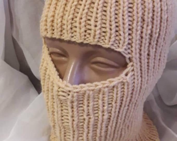 Hand Knit Wool Blend Balaclava Face Mask With Open Eyes - Etsy