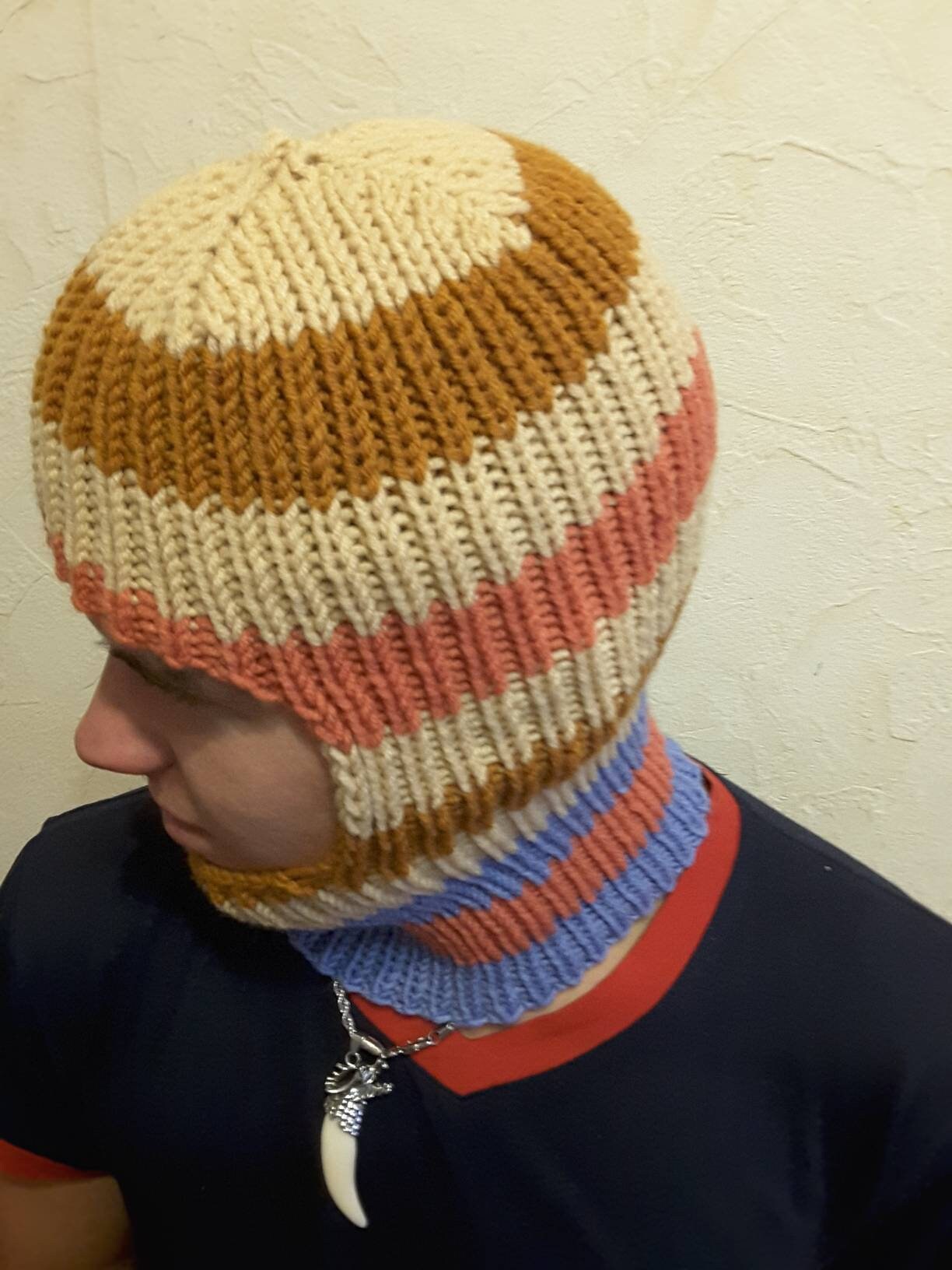 Hand knit wool blend balaclava face mask | Etsy