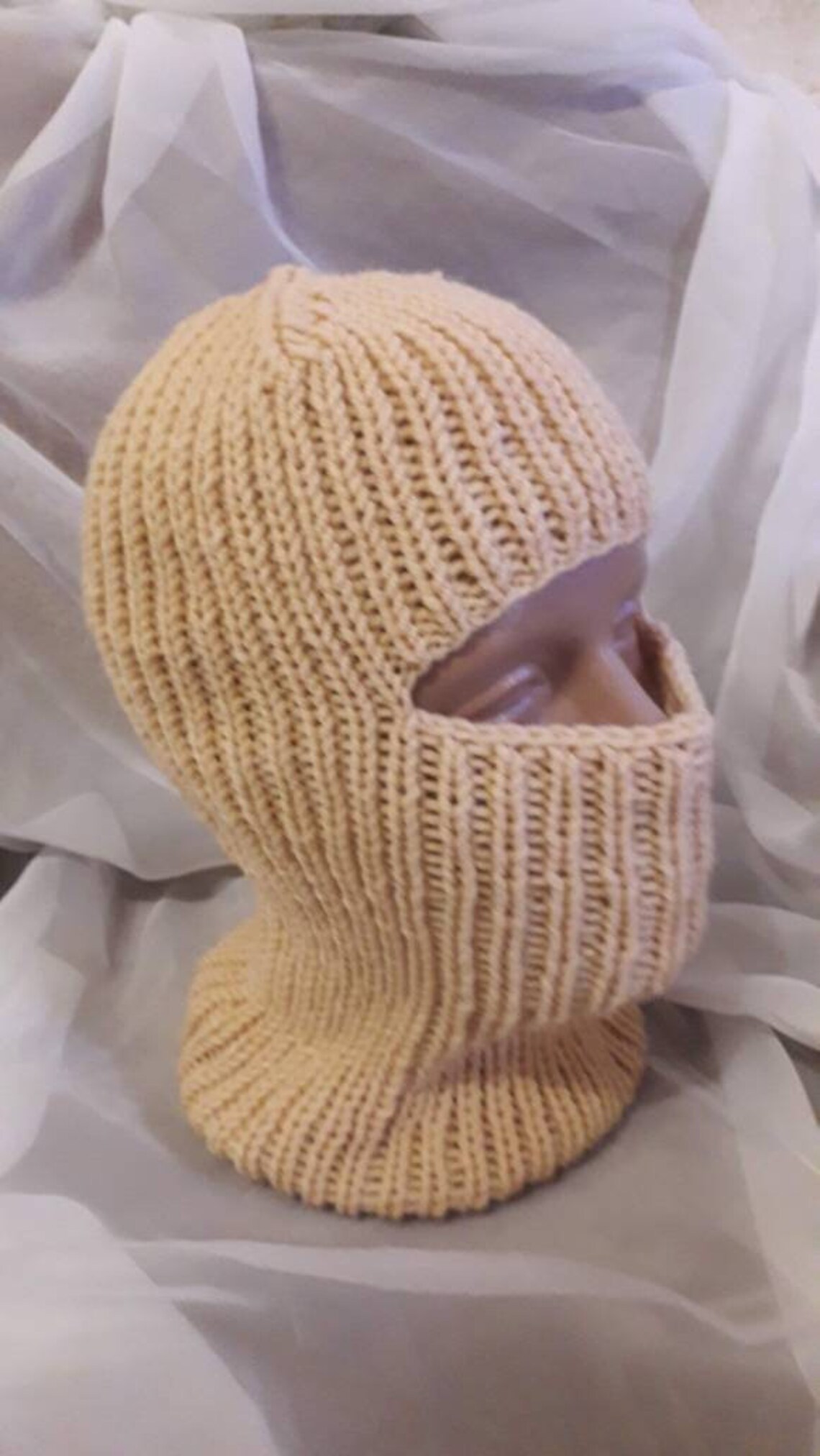 Hand Knit Wool Blend Balaclava Face Mask With Open Eyes | Etsy