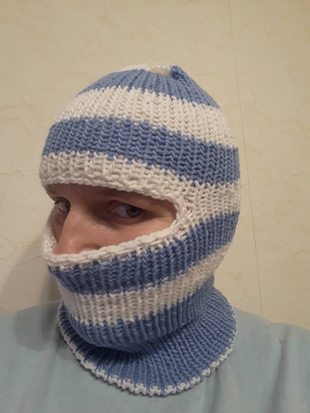 Reversible Hand Knit Wool Blend Winter Balaclava Face Mask Hat - Etsy