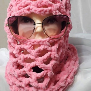 Pink Sheer Crochet Knit Balaclava Mask - Etsy