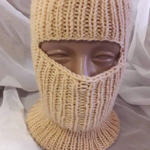 Hand Knit Wool Blend Balaclava Face Mask With Open Eyes - Etsy