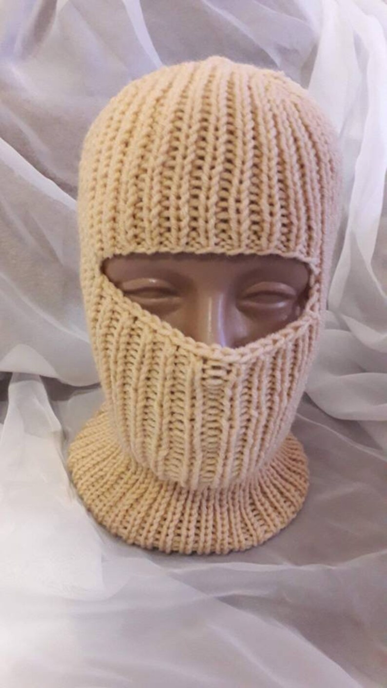 Hand Knit Wool Blend Balaclava Face Mask With Open Eyes - Etsy