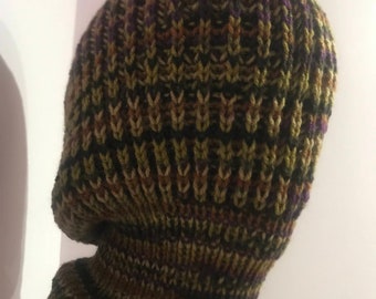 Reversible Hand Knit Wool Blend Winter Balaclava Face Mask Hat - Etsy