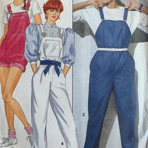 Butterick 4864 Dungarees / Overalls 1980's Style, Short or Long Options ...