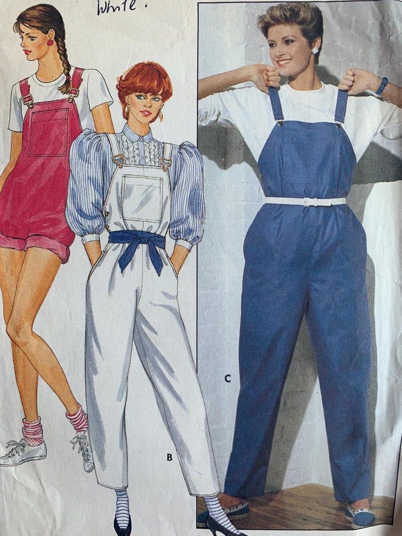 Butterick 4864 Dungarees / Overalls 1980's Style, Short or Long Options ...