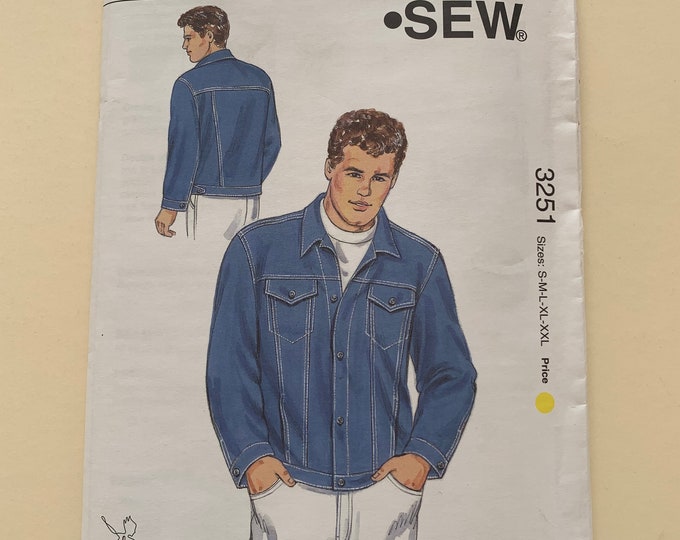 Kwik Sew 3251 Men’s Jacket, Denim, Twill or Corduroy – Sizes S-M-L-XL ...