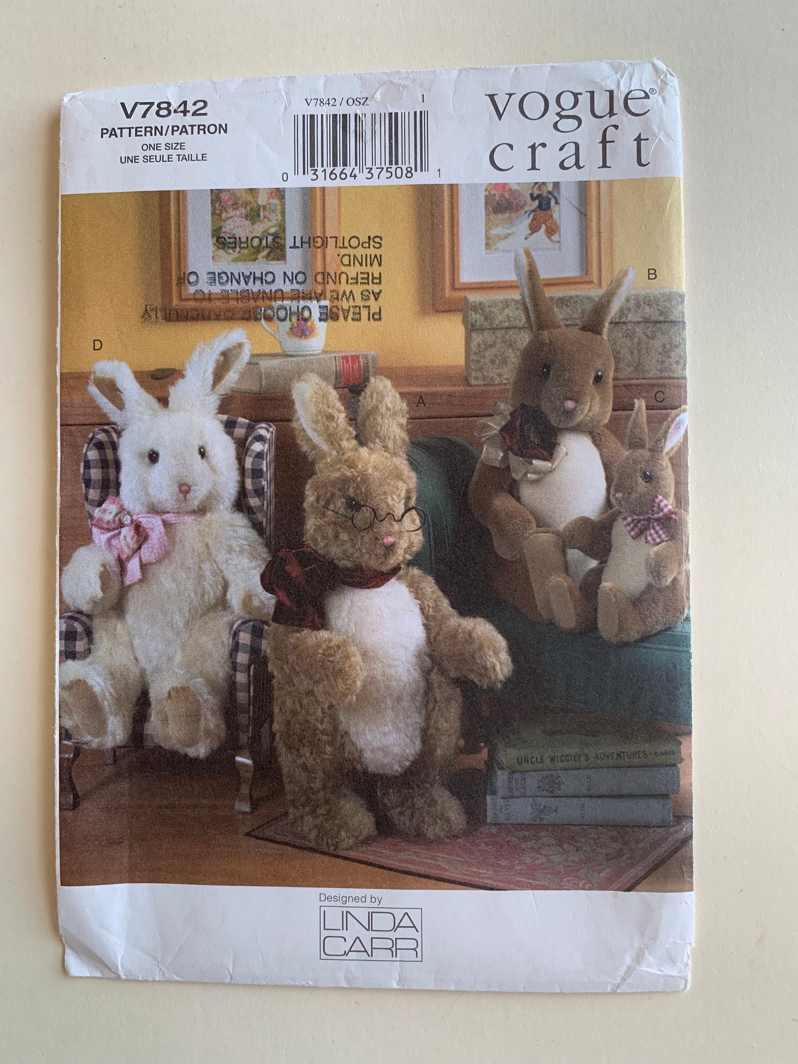 Vogue Craft V7842, Rabbit Pattern, Linda Carr, Uncut, Four Jointed ...