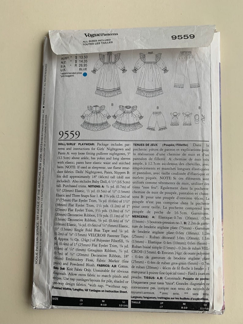 Vogue Craft 9559 Doll Collection, Linda Carr, Doll & Girl's Playwear ...