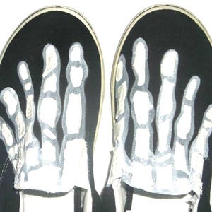 Hand Painted Skeleton Shoes, Slip on Shoes, Unisex Adult Shoes ...