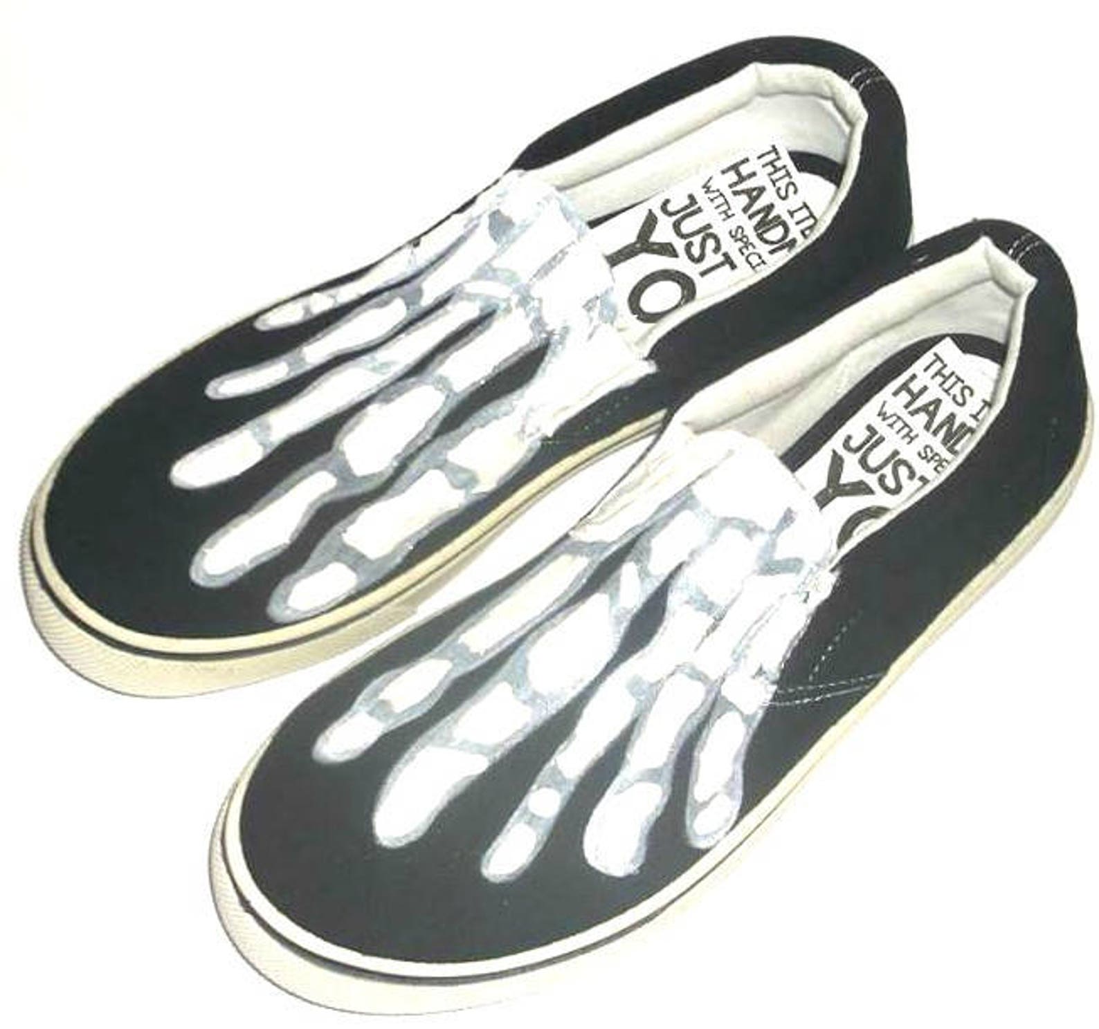 Hand Painted Skeleton Shoes, Slip on Shoes, Unisex Adult Shoes ...