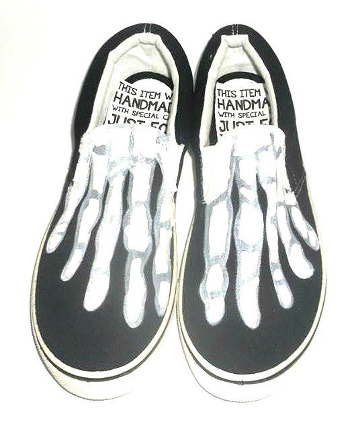 Hand Painted Skeleton Shoes, Slip on Shoes, Unisex Adult Shoes ...
