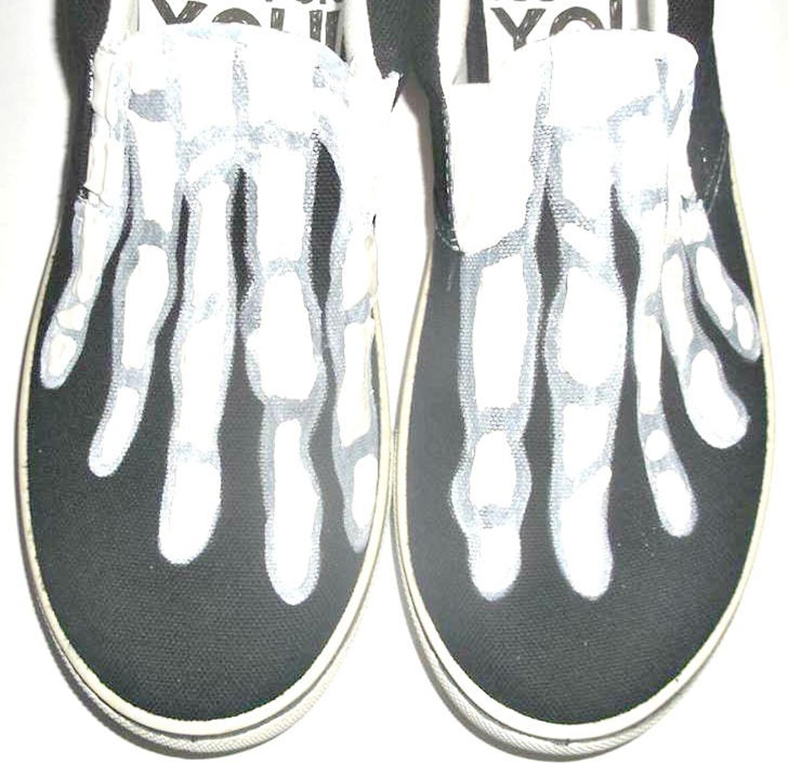 Hand Painted Skeleton Shoes, Slip on Shoes, Unisex Adult Shoes ...