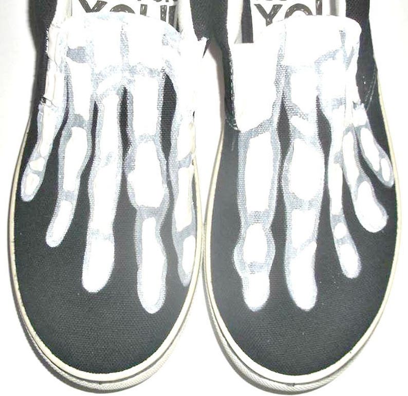 Hand Painted Skeleton Shoes, Slip on Shoes, Unisex Adult Shoes ...