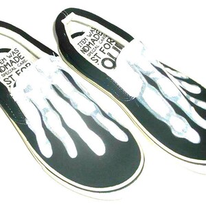 Hand Painted Skeleton Shoes, Slip on Shoes, Unisex Adult Shoes ...