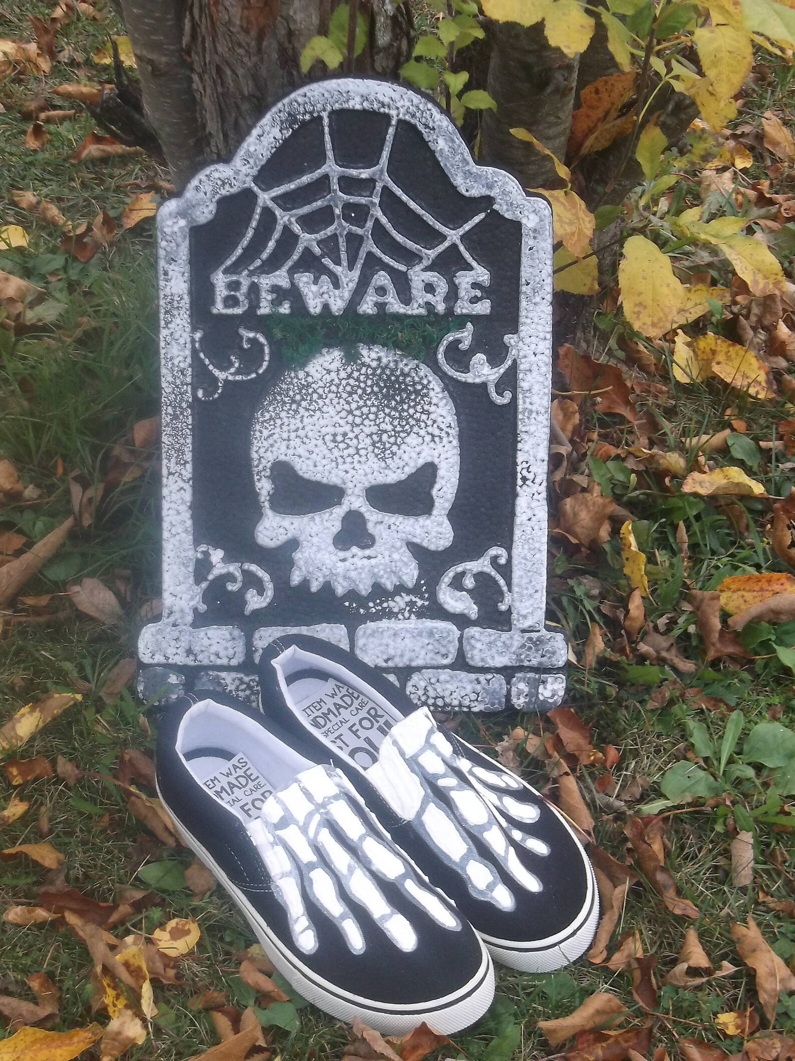 Hand Painted Skeleton Shoes, Slip on Shoes, Unisex Adult Shoes ...