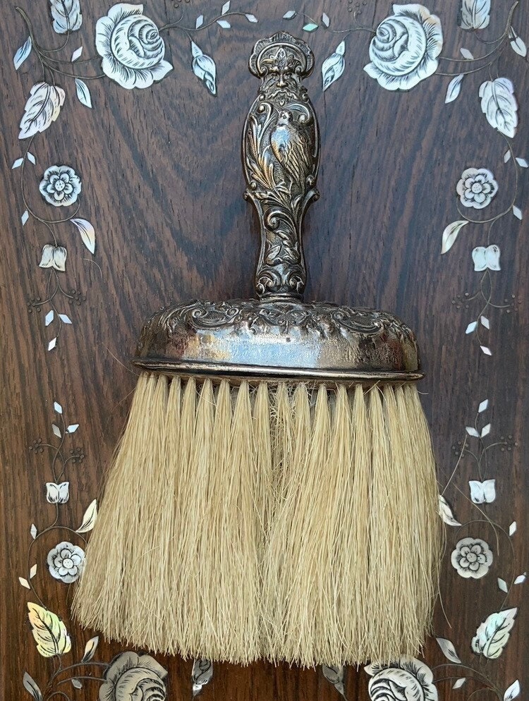 Antique Victorian Silver Clothes Brush With Green Man and Birds Dated ...
