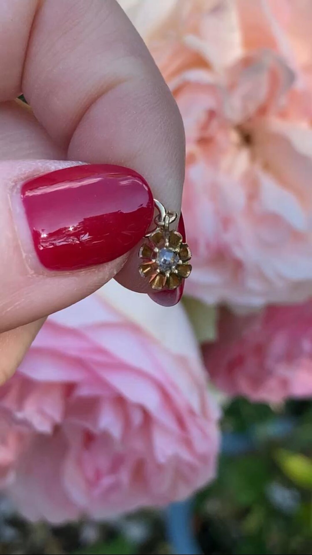 Antique Victorian 18ct Gold Rose Cut Diamond Flower Pendant Charm ...