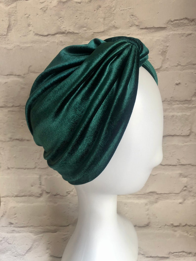 Vintage Turban, Green Velvet, Turban for Women, Chemo Headwear, Retro ...