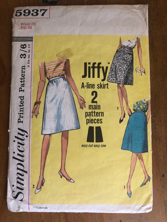 Vintage 60s Sewing Pattern Simplicity 5937 Waist 28 Hip - Etsy
