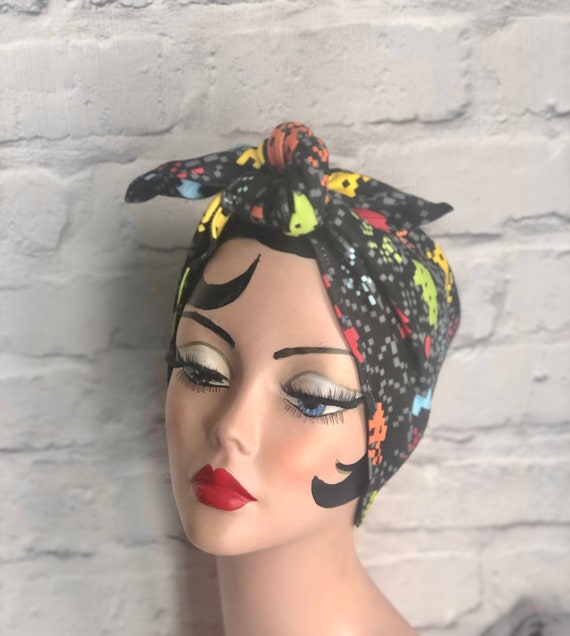 Retro Head Wrap Space Invaders 1950s Head Scarf Chemo - Etsy