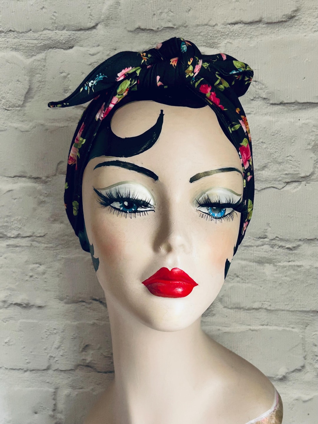 Floral Headscarf, 1950s Head Scarf, Pin up Ties, Chemo Scarf ...