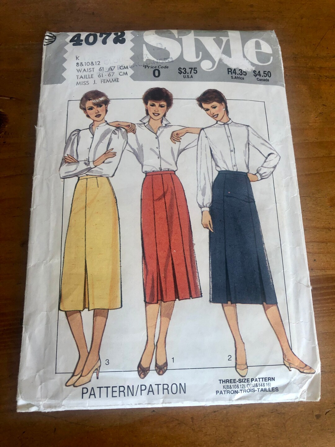 Vintage 80s, Sewing Pattern, Style 4072, 1980s Skirt, Dressmaking ...