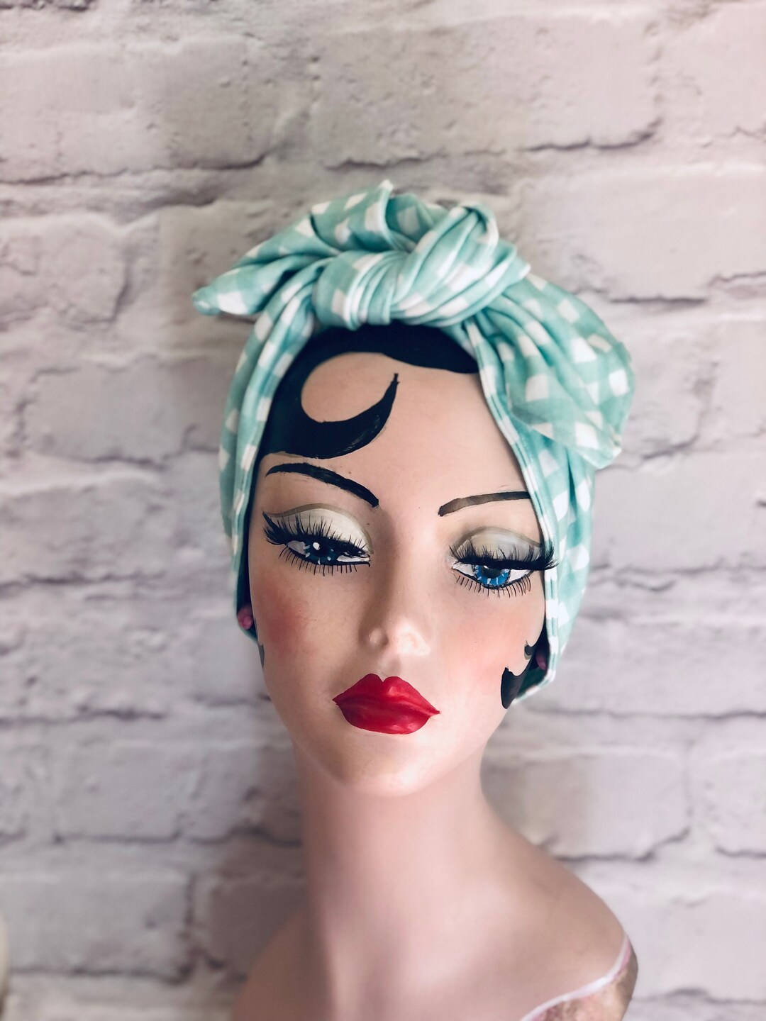 Checkered Bandana, Retro Headwrap, 1950s Headband, Pin up Style ...