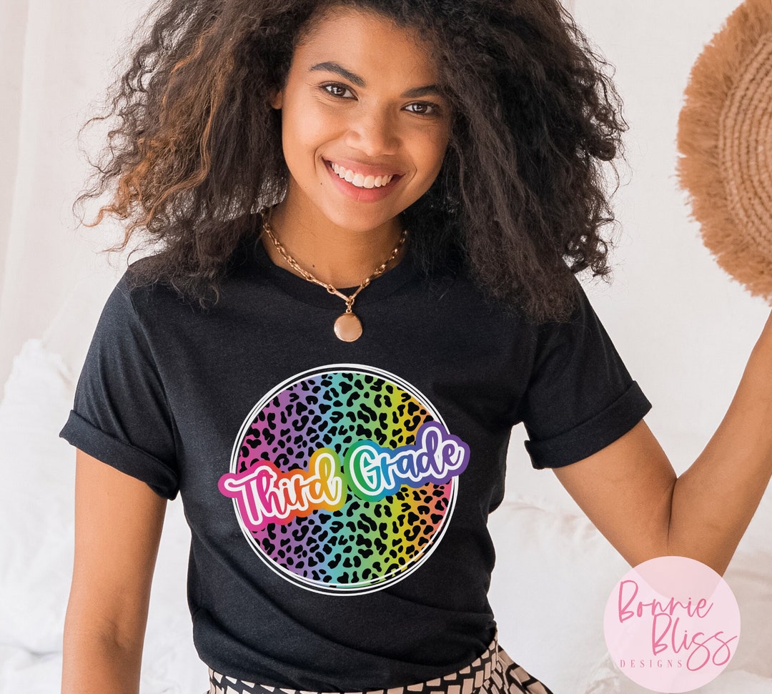 Leopard Third Grade Shirt, Colorful Third Grade Shirt, 90s Shirt, 90s ...